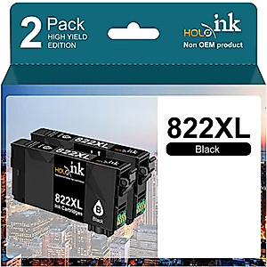 822XL Black Ink Cartridges Remanufactured Replacement for Epson 822 822 XL T822 for Workforce Pro WF-3820 WF-4830 WF-4820 WF-4833 WF-4834 Printer