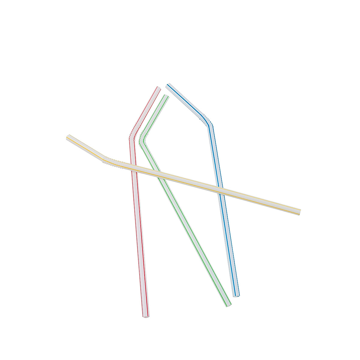 Items 4U! 125 Flex Straws, Stripe, Assorted Colors