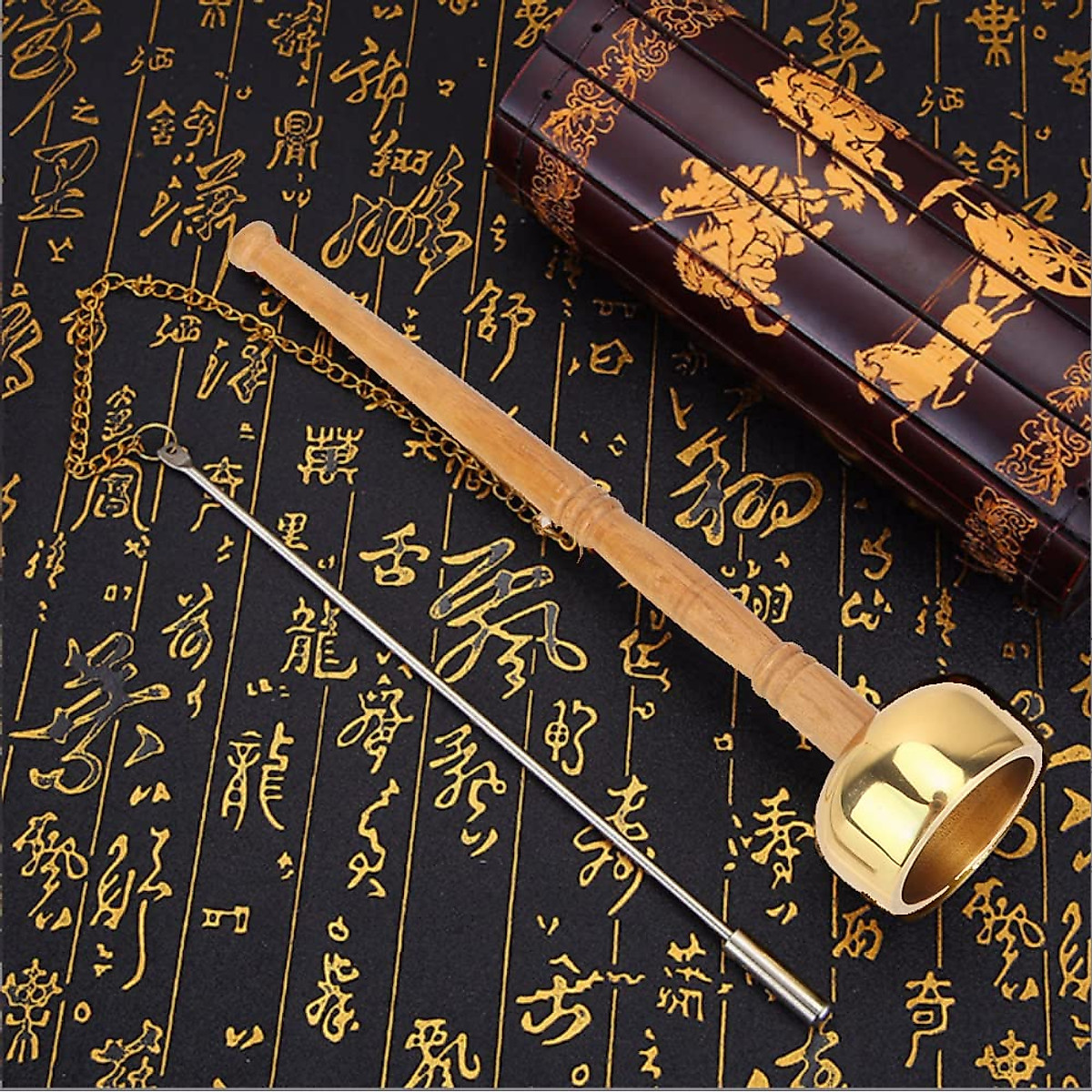 Tibetan Hand Bell，Meditation & Prayer Bells Buddhism Wooden Handle Brass Hand Bell Meditation Singing Bell Singing Scripture Implement Buddhist Supplies