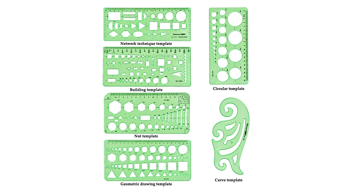 11Pcs Geometric Drawing Templates for Design & Architecture