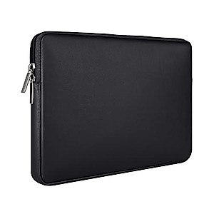 RAINYEAR 11 Inch Laptop Sleeve Soft PU Leather Case Protective Water Resistant Zipper Cover Padded Carrying Bag Compatible with 11.6 MacBook Air Surface for 11" Chromebook Notebook Computer(Black)