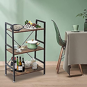 TooCust 3 Tier Bookshelf, 37" x 23" x 12.6", 3 Tier Bookcase, Small Bookshelf, Short Bookshelf, 3 Shelf Bookshelf, Vintage Standing Metal Frame Book Shelves, Rustic Brown