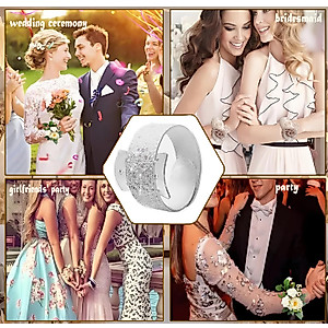 WarmValley 12Pcs Corsage Wristlet Wrist Corsage Bracelets, Wedding DIY Corsage Wristlet Band, Faux Leather 8.9 x 1in Sequin Corsage Kit, Accessories for Bridesmaid Bridal Shower Party Prom