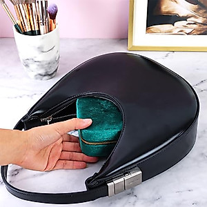 Fixwal Travel Jewelry Case with Mirror, Small Jewelry Organizer Box Plush Velvet for Women Girls Rings Earrings Necklaces Bracelet - Green