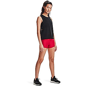 Under Armour Womens HeatGear Armour Mid Rise Shorty , Red (600)/Black , X-Large