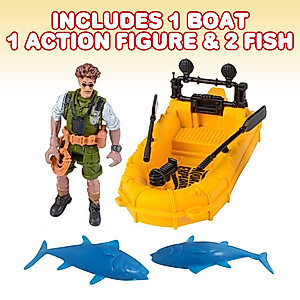 ArtCreativity Small Aquatic Play Set for Kids, Cool Playset with Action Figure, Floating Boat, and 2 Fish, Fun Bathtub Toys for Kids, Great Birthday Gift for Children