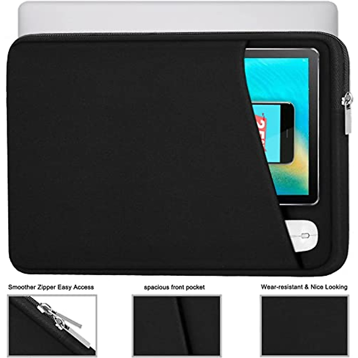 Laptop Case, Laptop Sleeve 14 inch, Durable Carrying Bag Shockproof Protective Case Cover, Handbags Briefcase Laptop Bag Compatible with 14" MacBook Air/Pro HP Asus Lenovo Notebook Computer, Black