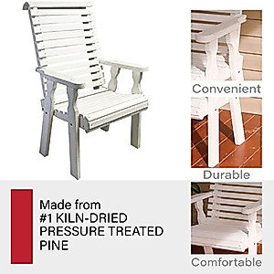 Amish Casual Heavy Duty 600 Lb Roll Back High Back Treated Patio Chair (Semi-Solid White Stain)