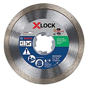 BOSCH DBX4543S 4-1/2 In. X-LOCK Continuous Rim Diamond Blade Compatible with 7/8 In. Arbor for Application in Ceramic Tile, Slate