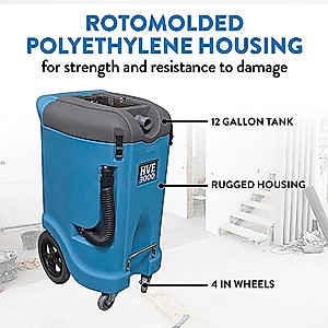Dri-Eaz HVE 3000 Portable Flood Pumper with Auto Pump-Out and 12-Gallon Tank, Water Extractor (F479), Water Vacuum for Flooding