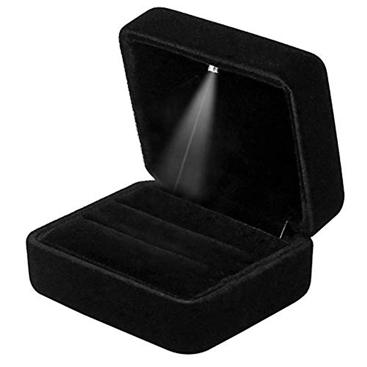 GBYAN Wedding Ring Box for Ceremony Velvet Couple Ring Box with LED Light Double Slot Jewelry Box for Engagement