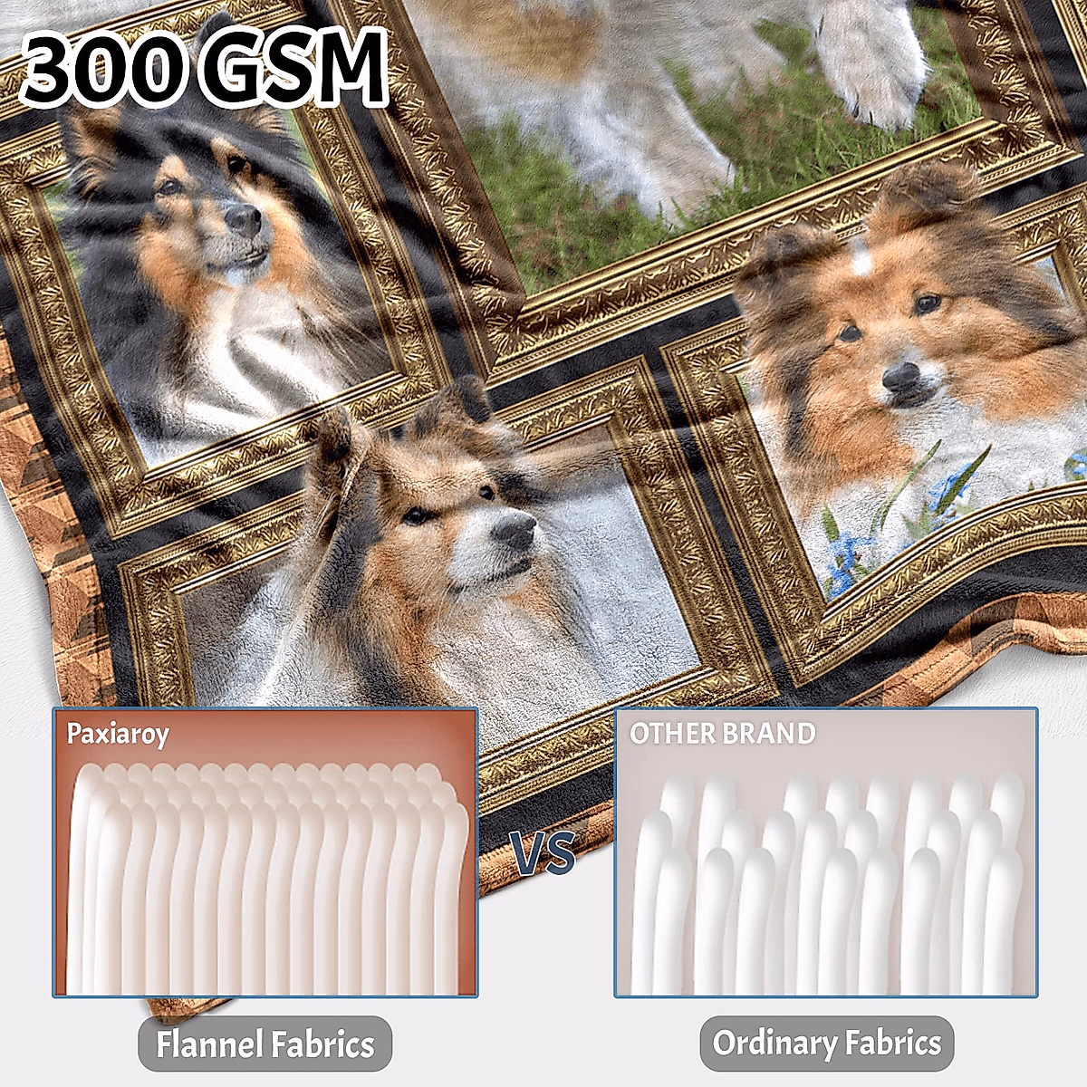 Sheltie Shetland Sheepdog Blanket, Fleece Throw Blanket for Couch Bed, Soft Cozy Warm Flannel Blankets and Throws for Sofa Living Room, Gifts for Dog Lovers, 50" x 60"