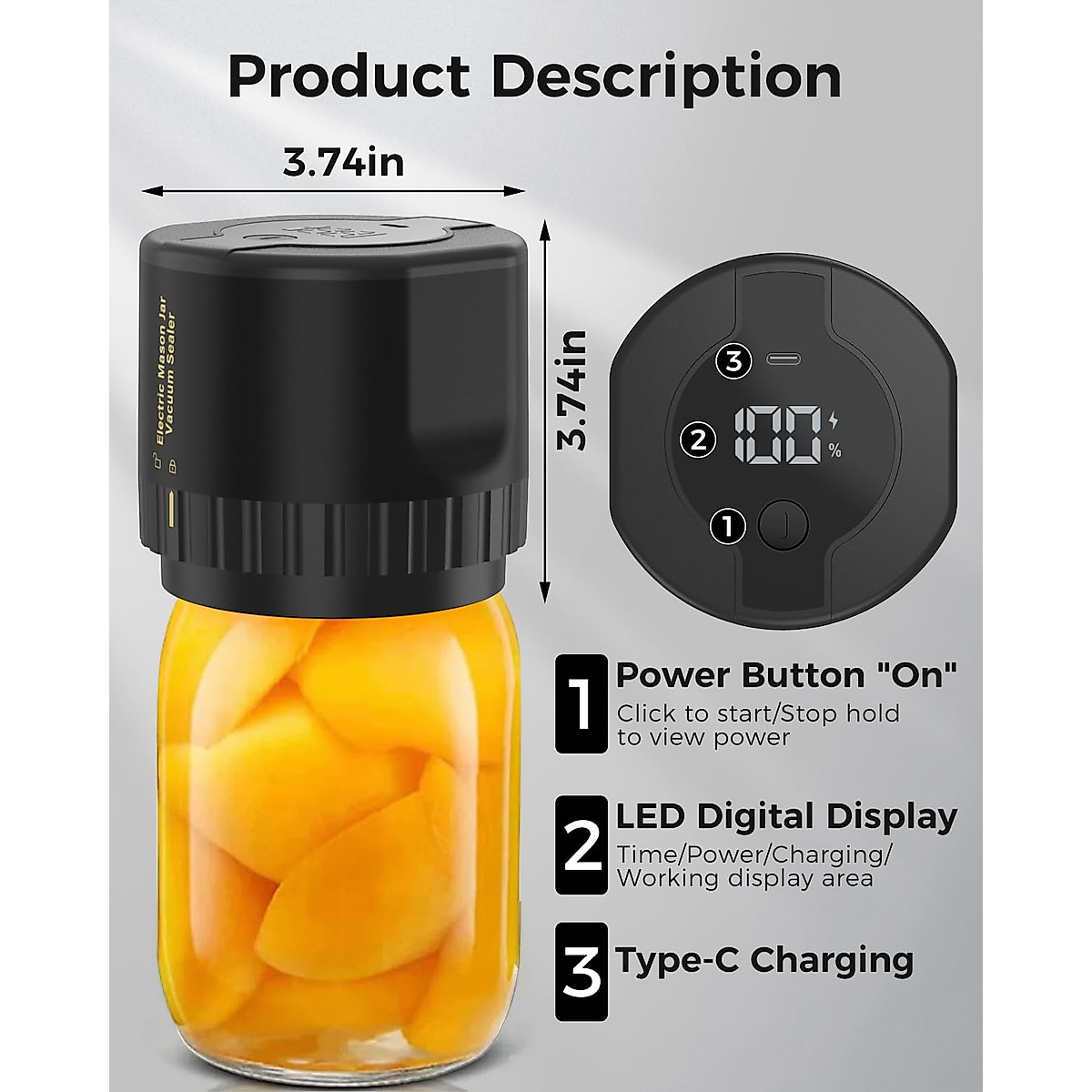 Fodmor Mason Jar Vacuum Sealer,Electric Mason Jar Sealer Vacuum Sealing Kit for Canning,Vacuum Sealer for Mason Canning Jars with Can Opener,Regular and Wide Mouth Mason Jar Lids