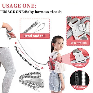 Toddlers Harness Leash & Anti Lost Wrist Link & Betepa Child Safety Harness Leash for Girls Kids Walking Wristband Assistant Strap Reflective Belt for Girl Pink The Best Gift to Keep Kid Close(Fawn)