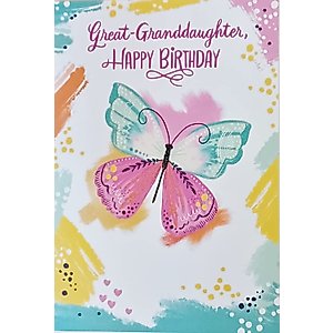 Greeting Card You're A Wonderful Blessing To Our Family Great-Granddaughter Happy Birthday with Butterfly