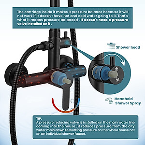 gotonovo Matte Black Outdoor Shower Fixture SUS304 System Combo Set Rainfall Single Handle High Pressure Hand Spray Wall Mount 2 Dual Function Stainless Steel