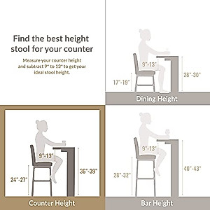 Leick Upholstered Back Counter Height Barstool (Set of 2), Grey