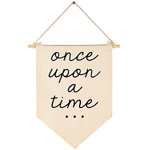 Once Upon a Time-Decor Gift for Nursery Bedroom Playroom Front Door Bookshel Bookcase Reading Corner-Birthday Christmas Gift-Canvas Hanging Flag Banner Wall Sign Decor Gift for Baby Kids Girl Boy Teen