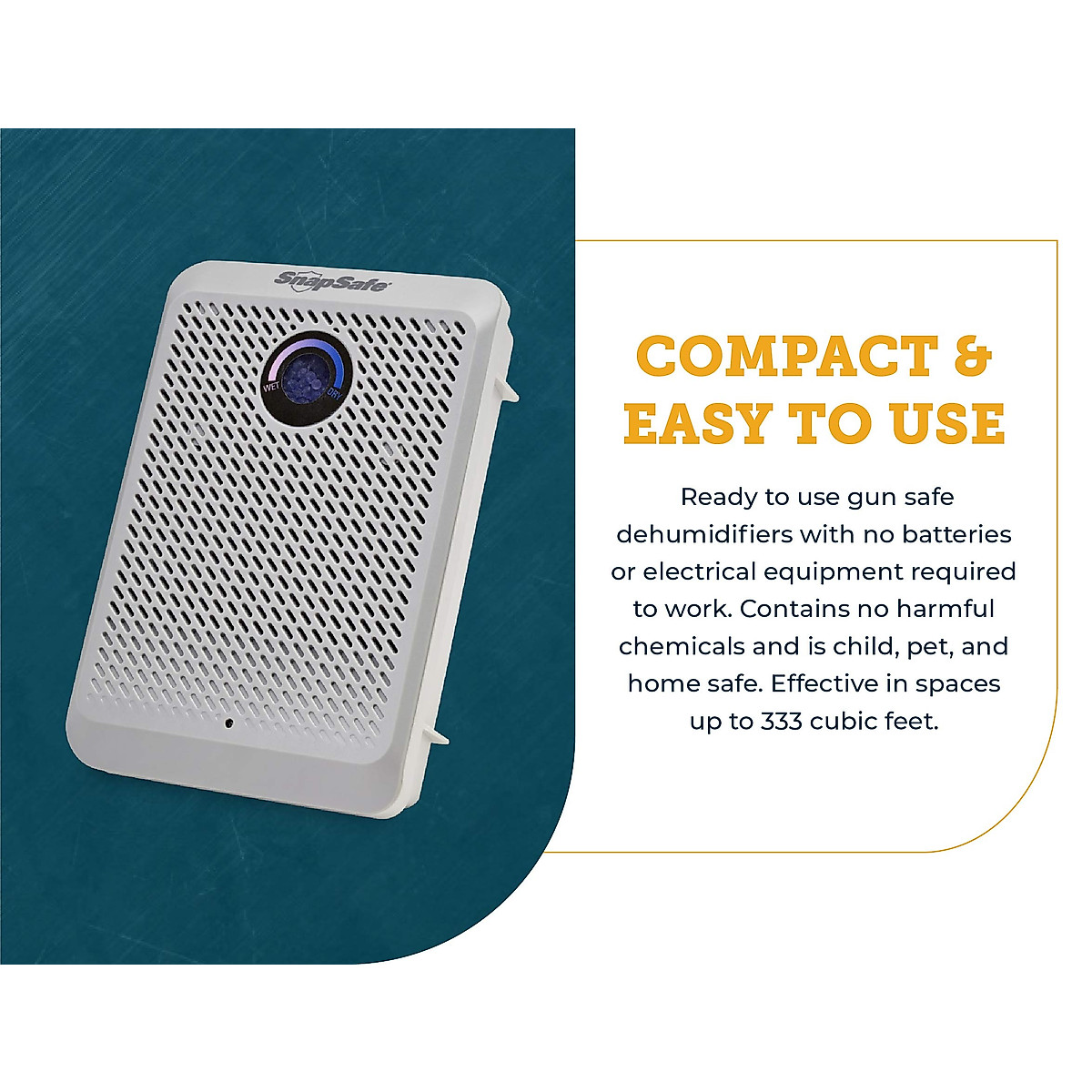 SnapSafe Rechargeable Dehumidifier Medium, 75900 -Portable Moisture Absorbers for Gun Safes & Cabinets, Closets, & Pantries-Prevent Moisture Damage for Gun Safe Accessories, Firearms in Your Gun Vault