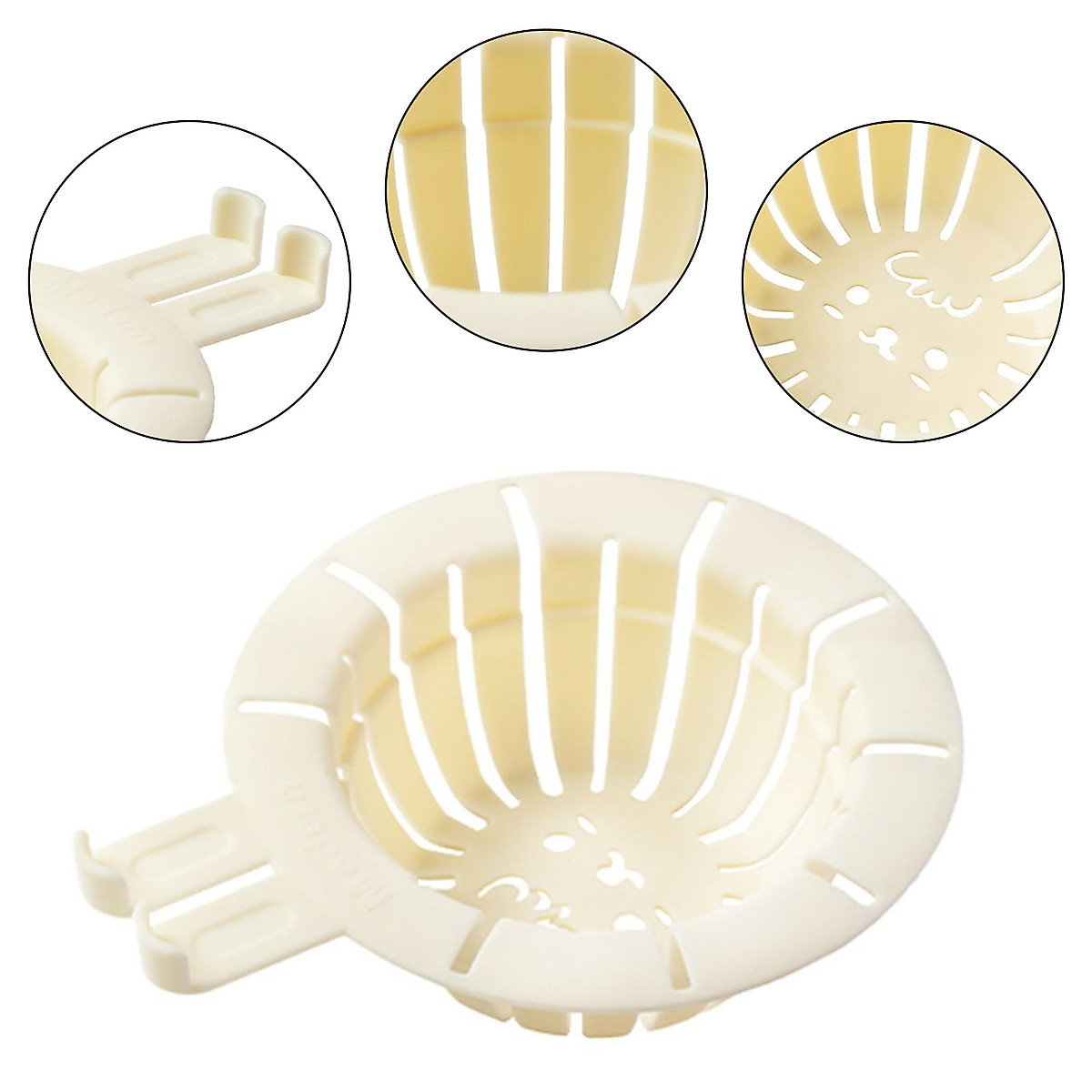 Grebest Bathtub Sink Drainer Kitchen Strainer Stopper Drain Basket Anti-clog Hair Easy Installation Maintenance-free Cream Color