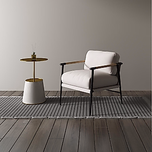 LukeAlon Mid-Century Chenille Accent Chair, Ultra Soft Living Room Chair with Metal Legs Modern Armchair Lounge Chairs Upholstered Comfy Leisure Chair for Bedroom Reception Area Reading Room, Beige