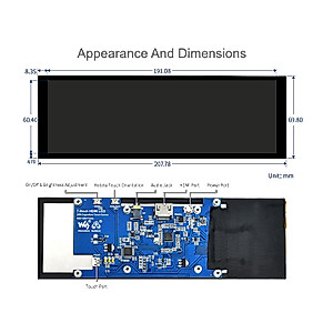FunElec Waveshare 7.9inch Capacitive Touch Display HDMI LCD for Raspberry Pi 4 / 3B+ 3A+ Zero 2 W/Jetson Nano 400×1280 Monitor Supports Raspbian Windows 11/10/ 8.1/8, Driver Free (7.9inch LCD)