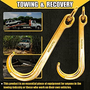 YATOINTO Pair of 15" J Hooks for Towing - G70 Steel with Chain Links, 5400 lb Capacity - Heavy Duty Tow Hook Fits Tractors, Trailers, Trucks