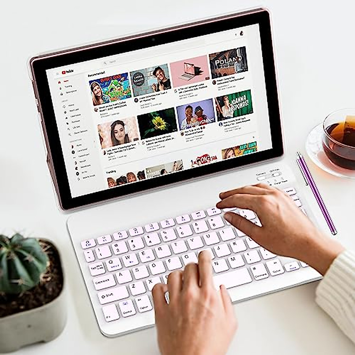 2023 Newest 2 in 1 Tablet with Keyboard, 6GB+128GB/1TB Expandable, 10 inch Tablet Android 11 Tablets Include Mouse Stylus Tempered Film, 5G WiFi 6, 8MP Dual Camera, 1280*800 10" FHD, 6000mAH Tablet PC