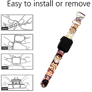 Anime Watch Band Compatible with Apple Watch Band 38mm 40mm 41mm Fashion Personality Soft Silicone Watch Bands Boys and Girls for iWatch Series 9 8 7 6 5 4 3 2 1 SE