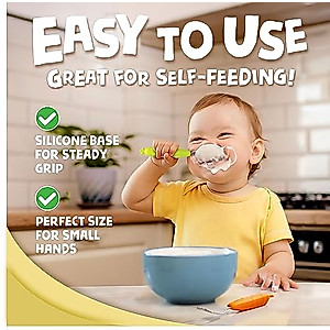 MONEE Toddler Utensils | Easy to Use Toddler Silverware Set | Made in Korea | BPA-Free | Toddler Forks & Spoons | Baby Utensils 6-12 Months | Baby Spoons Self Feeding 6 Months | 100% Platinum Silicone