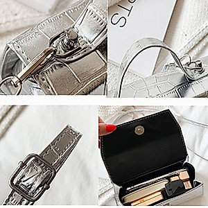 HDYZJQ Crossbody Bags for Women, Shoulder Evening Bag for Women, Croc-Embossed Faux Leather Bag Detachable Chain Straps Clutch, Small Satchel Purse, Spring Summer Purses (Color : Gold)