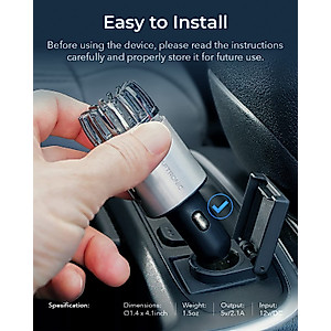 Craftronic 2.0 Ionic HEPA Car Air Purifier - (5.6 million of Negative Ions) Remove Cigarette Smoke & Allergens, Bacteria, Pollutants, Gases (VOCs) + Anti-Microbial Deodorizer Freshener (Silver)