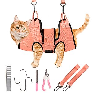 PatiencET Dog Grooming Hammock, Pet Grooming Hammock for Cats & Dogs with Security Strap, Dog Sling for Nail Trimming with Nail Clippers/Trimmer, Nail File, Pet Comb(XS)