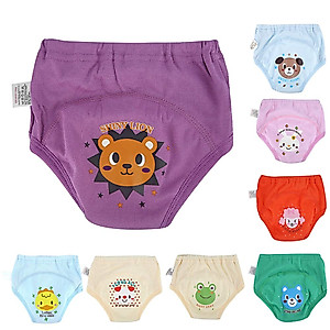 Waterproof Toddler Underwear 8PC/S Baby Training Pants Potty Training Underwear Toddlers Boys Girls Cartoon Cute Waterproof Diapers 4 Layers (90)