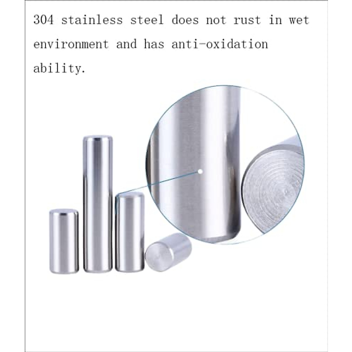 100 Pieces 304 Stainless Steel Cylindrical locating Dowel pin,Diameter 2mm; Total Length 6mm.for Metal Devices, Industrial Mold.
