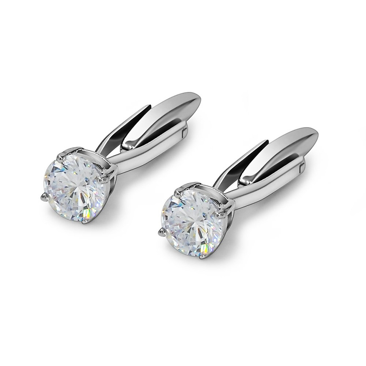 Mr.Van Swarovski White Crystal Cufflinks Glimmering Diamond Color Cuff Links Set for Wedding Party