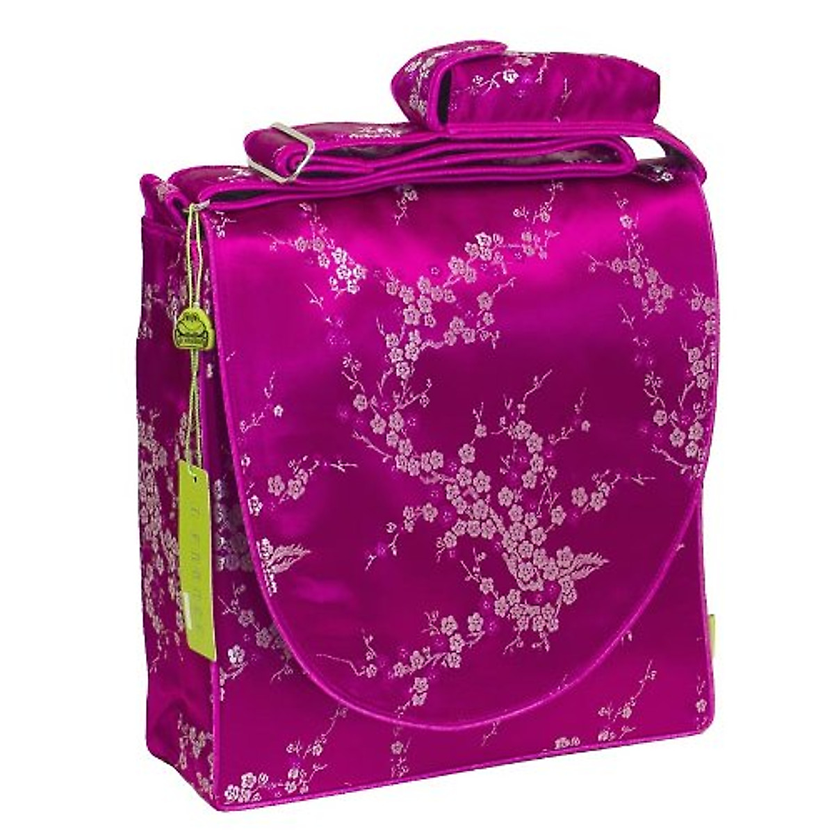 I Frogee Hot Pink-Silver Cherry Blossom Brocade Diaper Bags 12x12x4"