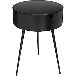 Meridian Furniture Bali Collection Modern | Contemporary Durable Metal Side Table/Nightstand, 16" W x 16" D x 23" H, Black
