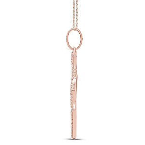 Jewel Zone US 1/10 Cttw Natural Diamond Accent State of Texas Outline Pendant Necklace in 14K Rose Gold Over Sterling Silver (0.10 Cttw)