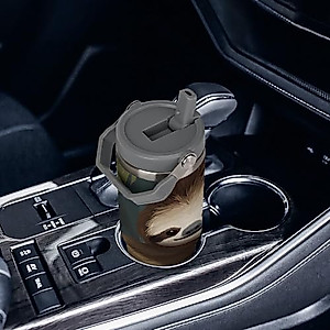 YTLKGFP 30 Oz Large Capacity Car Cup Sloth Tumbler with Handle Straw Lid Insulated Stainless Steel Water Bottle Travel Mug Leak-proof Car Cup Keeps Cold Or Hot