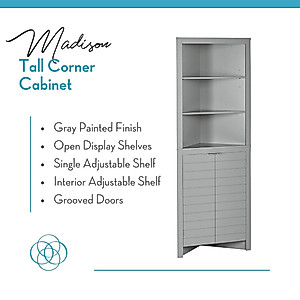 RiverRidge Madison Tall Corner Cabinet-Gray, No Size, Grey
