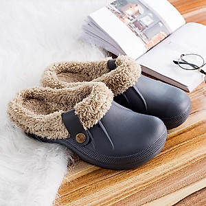 TooTu Waterproof Slippers Women Men Plush Lined Clogs Winter Garden Shoes Warm House Slippers Indoor Outdoor