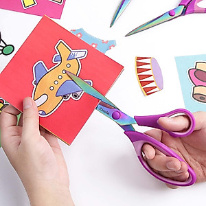 8.5" Scissors All Purpose, Multipurpose Office Scissors Set of 3 pack, sharp Titanium Coating Blade and Soft Comfort-Grip Sturdy Scissors for Fabric School Craft Sewing Home, Right/Left Handed, Purple