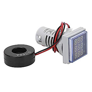 AC Voltage Current Display Meter, AC 60-500V 0-100A 20-75 Hz Frequency Meter Multifunction Power Energy Panel Meter LCD Digital Display Ammeter Voltmeter(White)