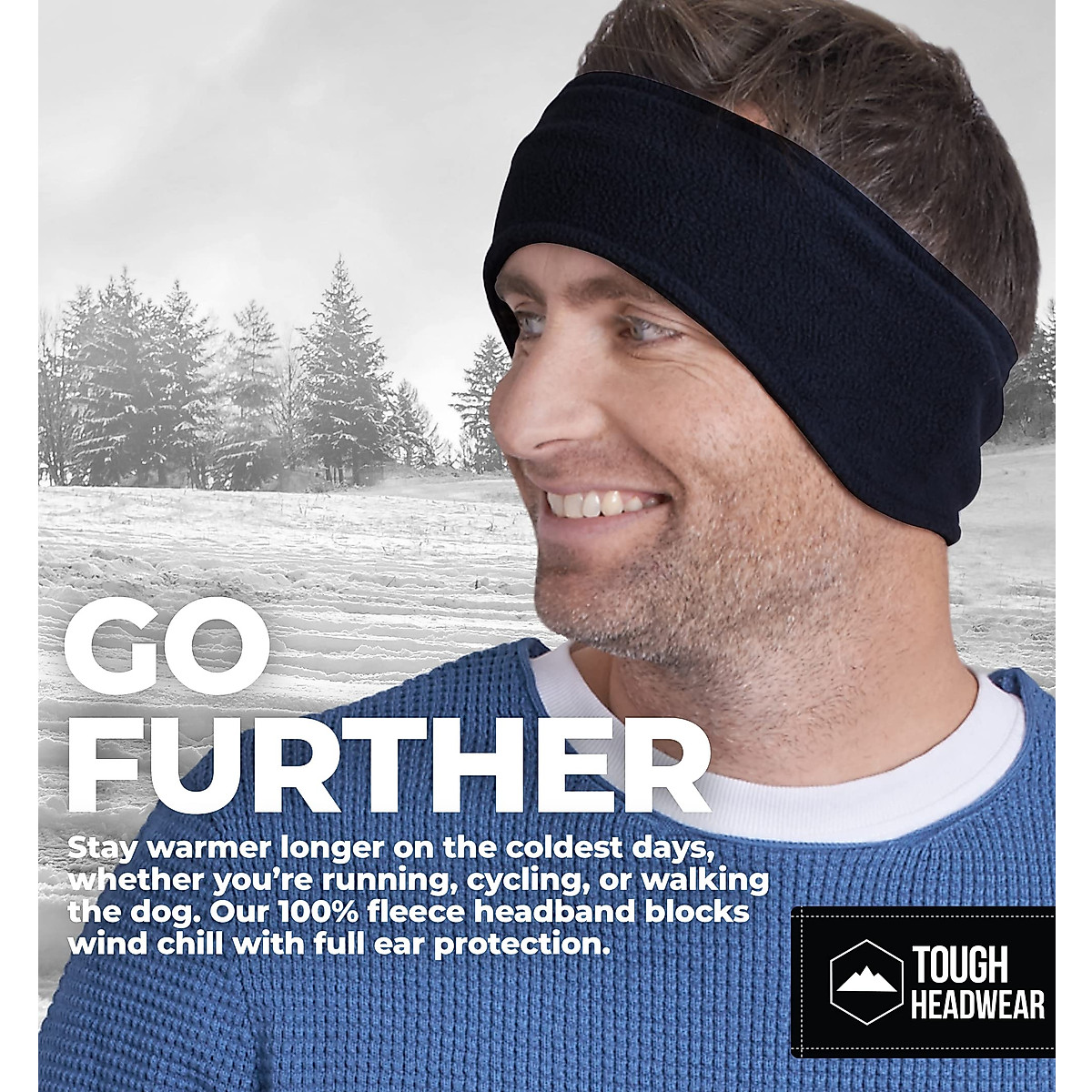 Tough Headwear Fleece Ear Warmer Headband For Women & Men, Winter Headband, Running Ear Muffs, Ear Covers for Cold Weather