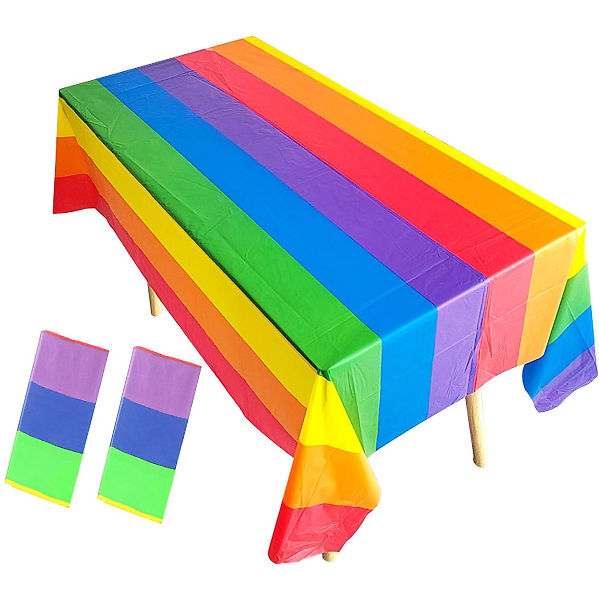 RCFFDL Pride Rainbow Tablecloth, 2 Pack Disposable Table Covers, 54" x 108" Plastic Table Cloth for Rectangle Tables for Wedding, Party, Banquet, Burgunday