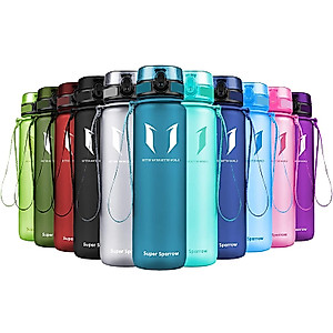 Super Sparrow Water Bottle - 17 oz - BPA & Toxic Free Tritan Water Bottles - One Touch Opening - Leak-proof Plastic Bottle - Kids Water Bottle for Office, Gym, Outdoor, Sports
