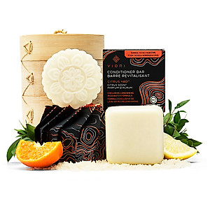 Viori The Foundation Bundle - Citrus Yao Shampoo and Conditioner Set with Bamboo Holder - Rice Water Shampoo Bar and Conditioner Bar - Sulfate-Free, Vegan and Organic - Best for Normal to Oily Hair