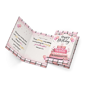 Prime Greetings Granddaughter Birthday Card, Made in America, Eco-Friendly, Thick Card Stock with Premium Envelope 5in x 7.75in, Packaged in Protective Mailer