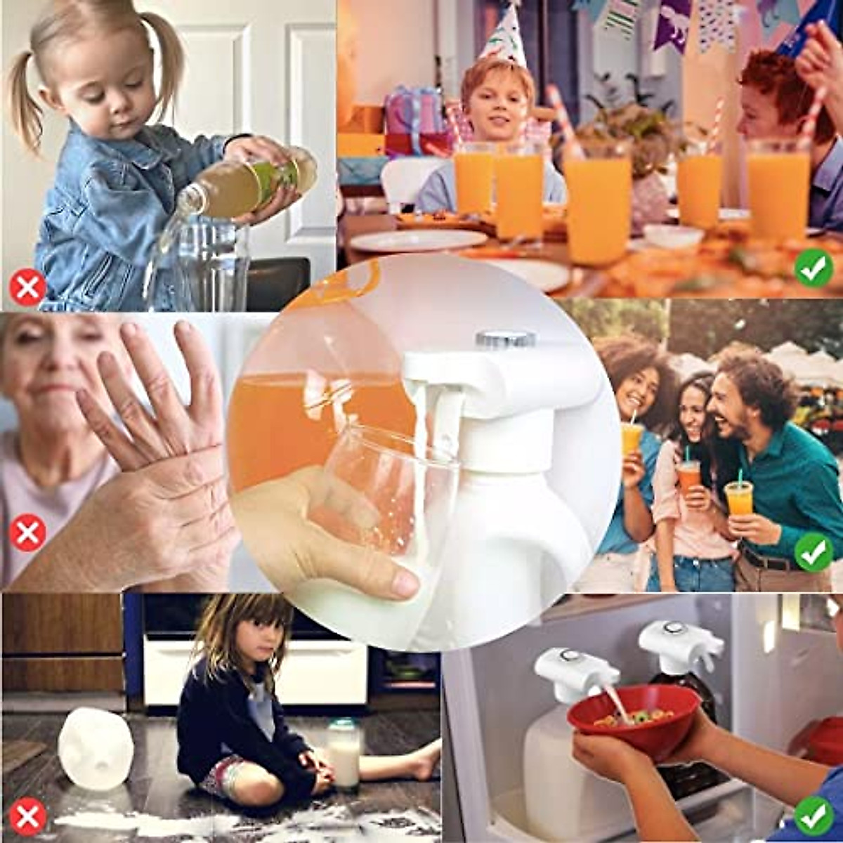 Automatic Electric Rechargeable Milk Dispenser for Fridge Gallon, Drink Dispenser for Kids / Elderly, Leakproof Beverage Dispenser for Party / Outdoor